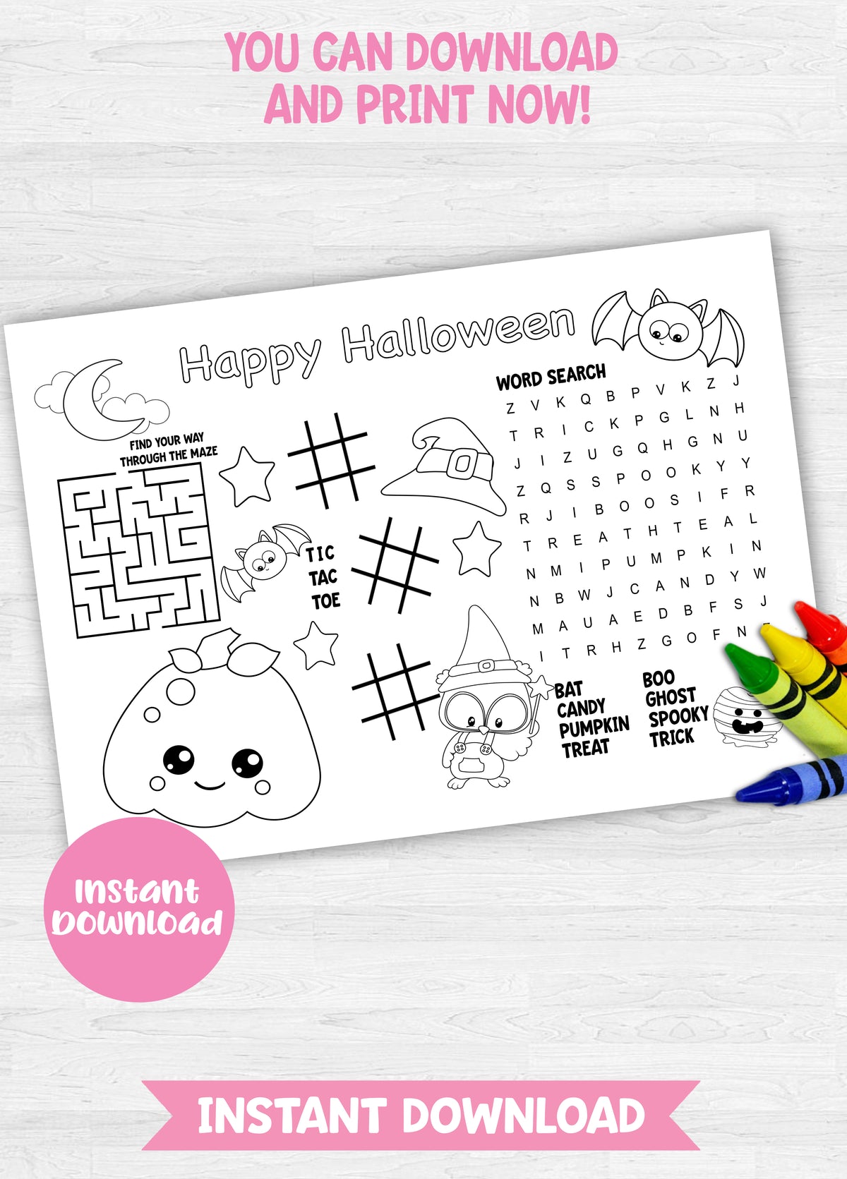 Instant Download 8.5x11in Halloween Activity Sheet-HWAS001 — Premier ...