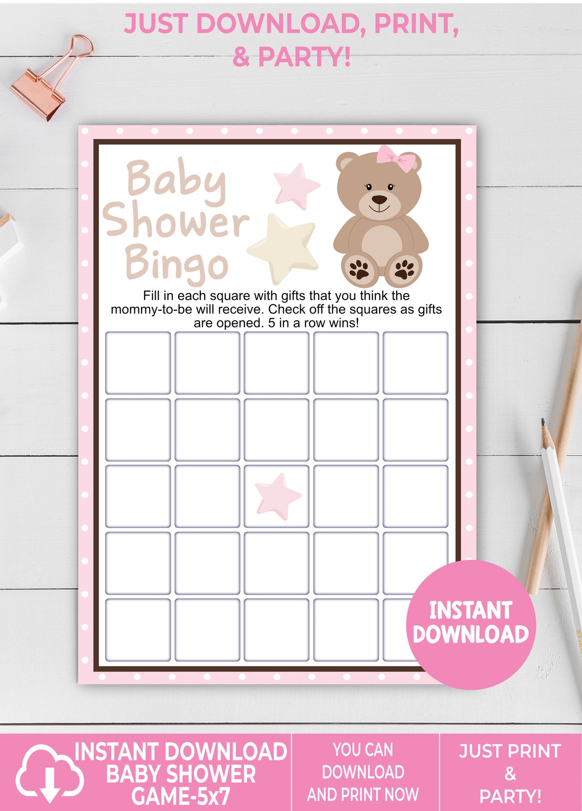 Free Printable Baby Shower Bingo Games